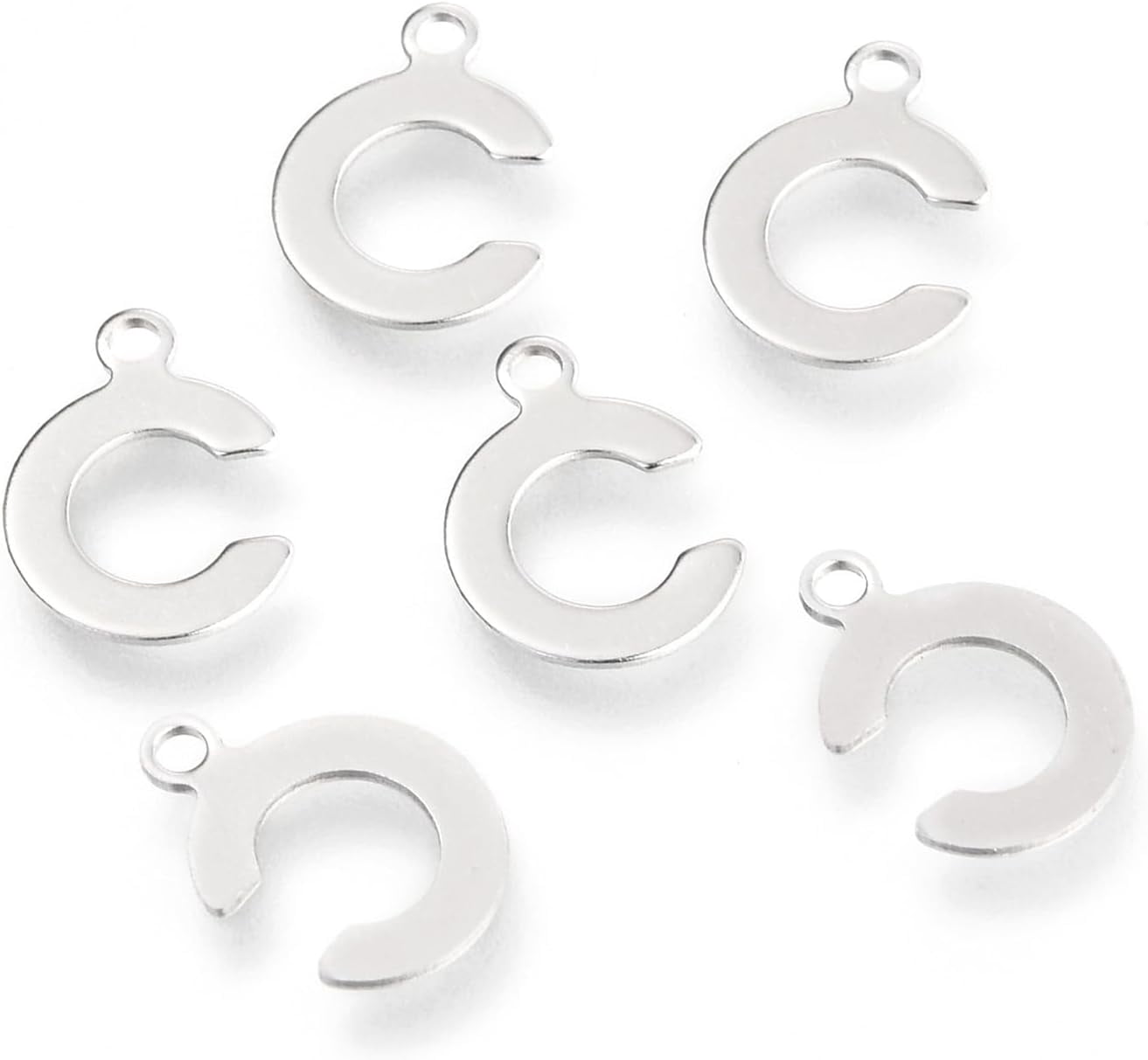 50Pcs Metal Charms Pendant 201 Stainless Steel Charms Alphabet Letter.C ...