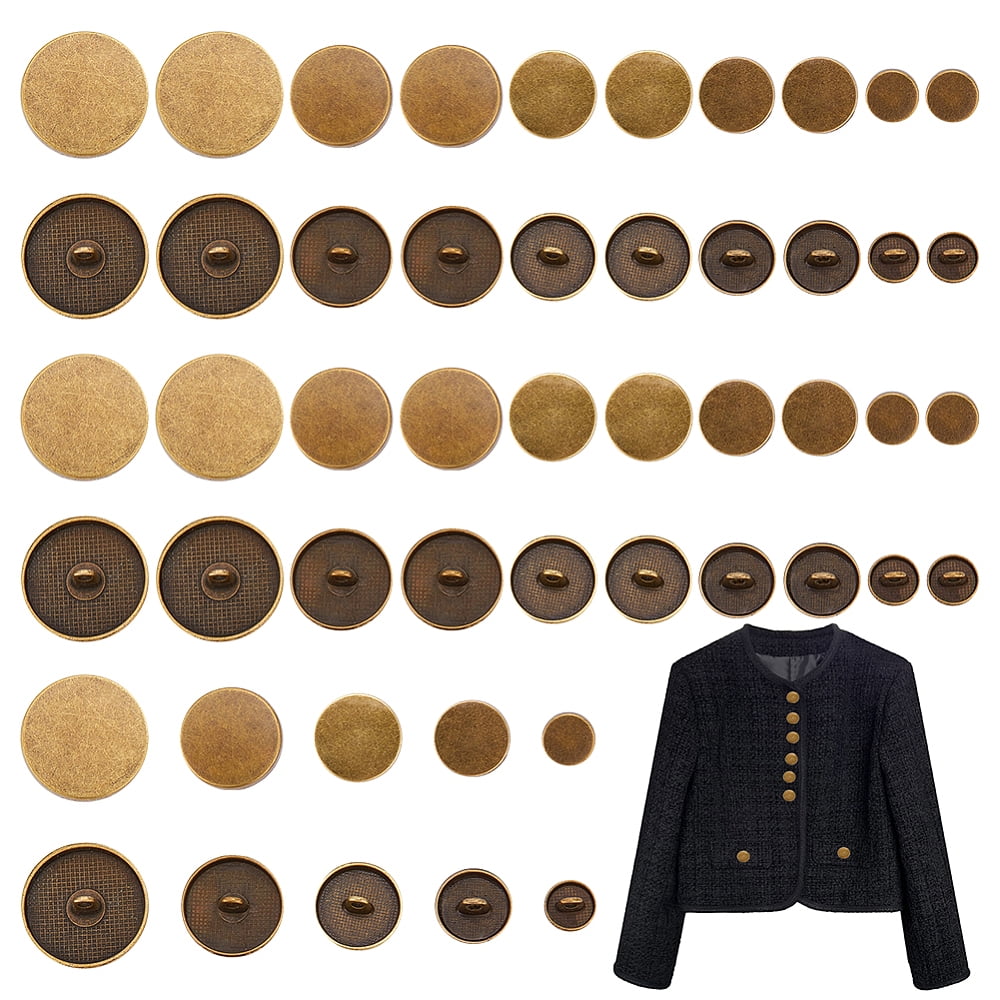 50Pcs Metal Flat Button Alloy Round Shank Buttons for Blazer 10mm 15mm ...