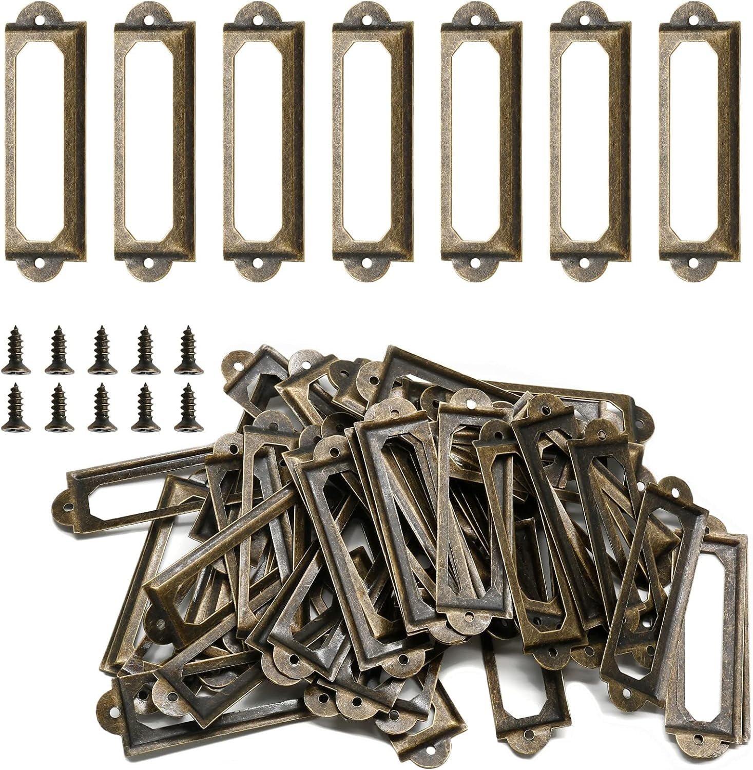 50Pcs Metal Library Label Holders, File Cabinet Label Frames with ...
