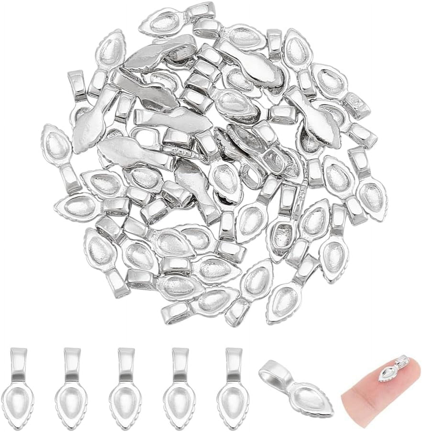 50Pcs Metal Pinch for Jewelry Making Bails Brass Glue-on Flat Pad ...