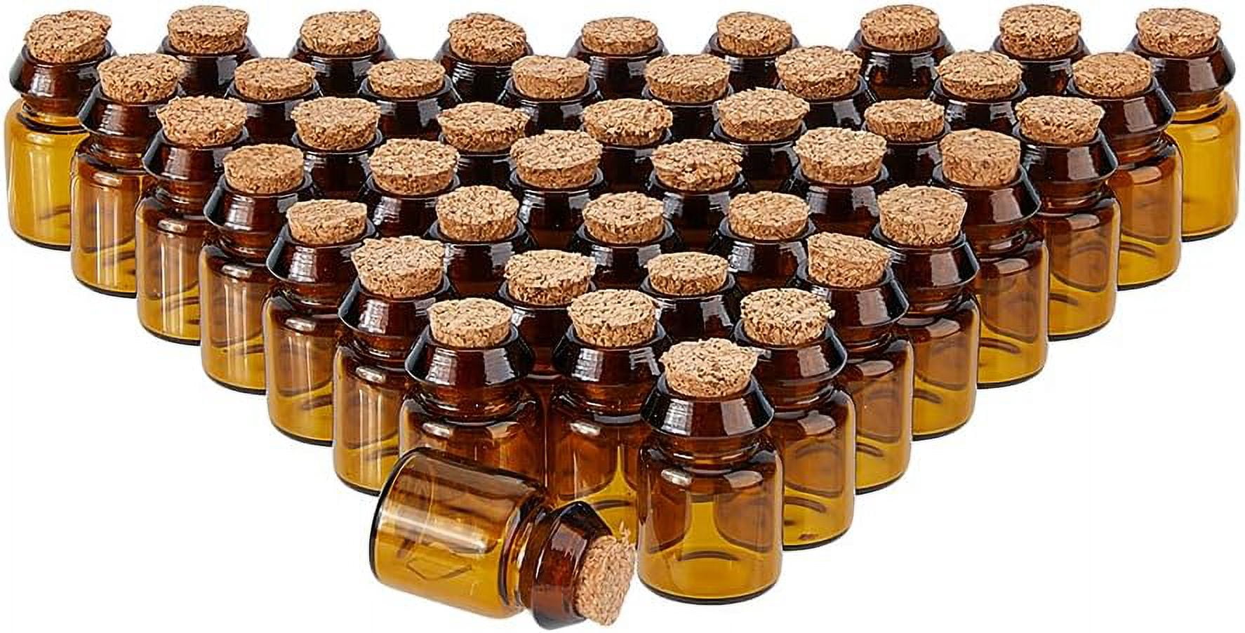 50Pcs Mini Brown Glass Bottles with Corks Empty Tiny Glass Jars ...