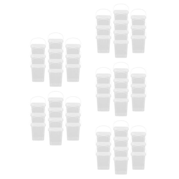 50Pcs Mini Clear Plastic Bucket with Lid and Handle Ice Cream Tub Food ...