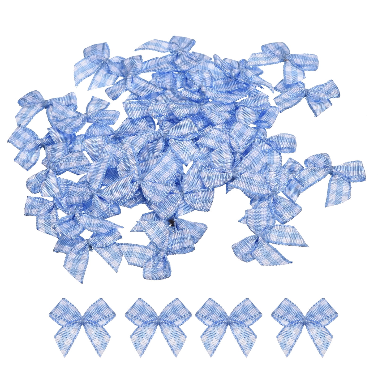 50Pcs Mini Gingham Ribbon Bow 1" Checkered Fabric Satin Ribbon Bows for ...