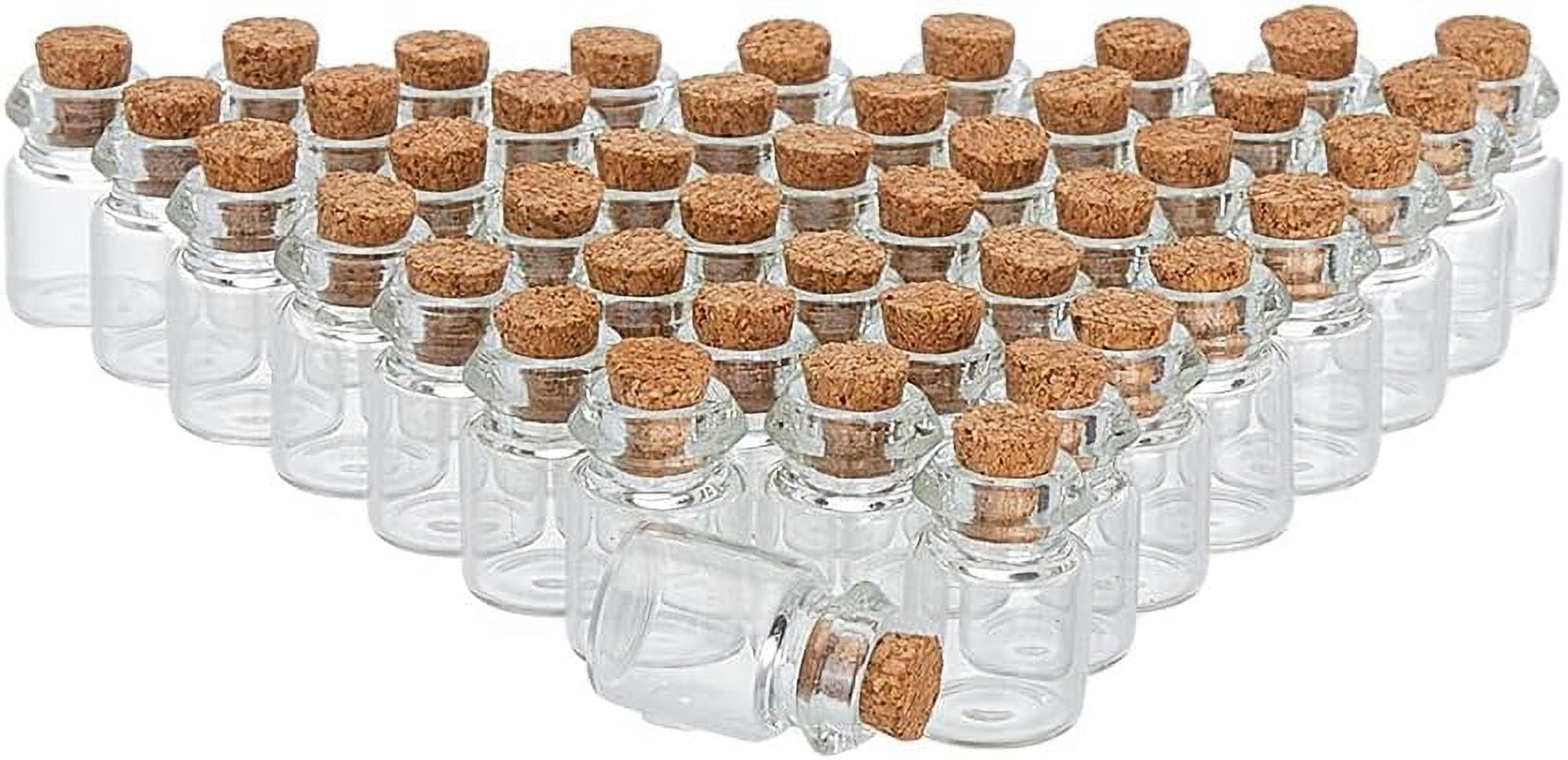 50Pcs Mini Glass Bottles with Corks 0.5ml Empty Tiny Glass Jars Wish Bottles Essential Oil ...