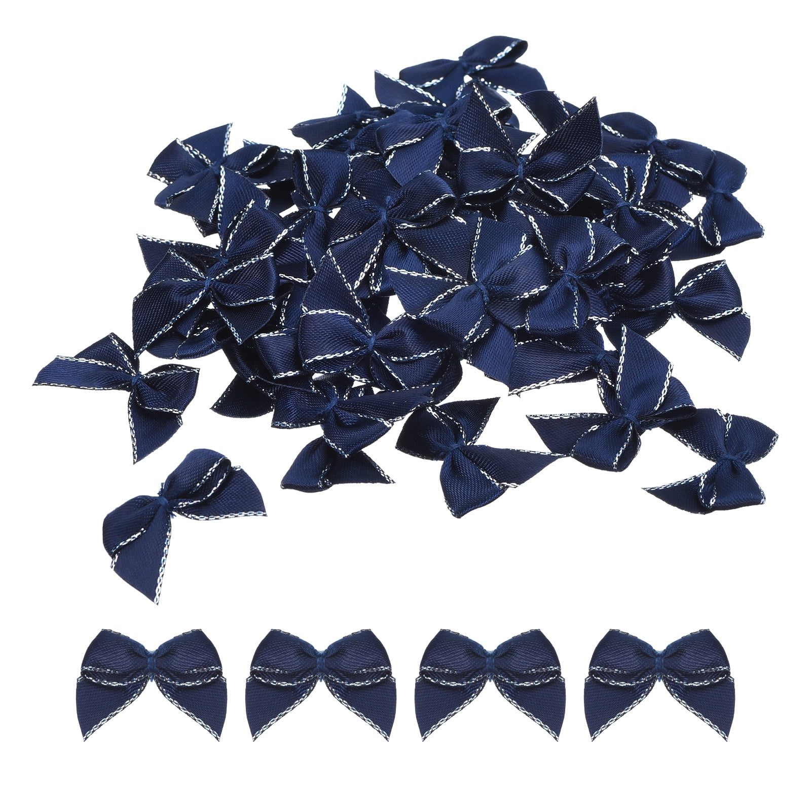 50Pcs Mini Metallic Edge Ribbon Bow 1" Satin Ribbon Flower Bows Soft ...