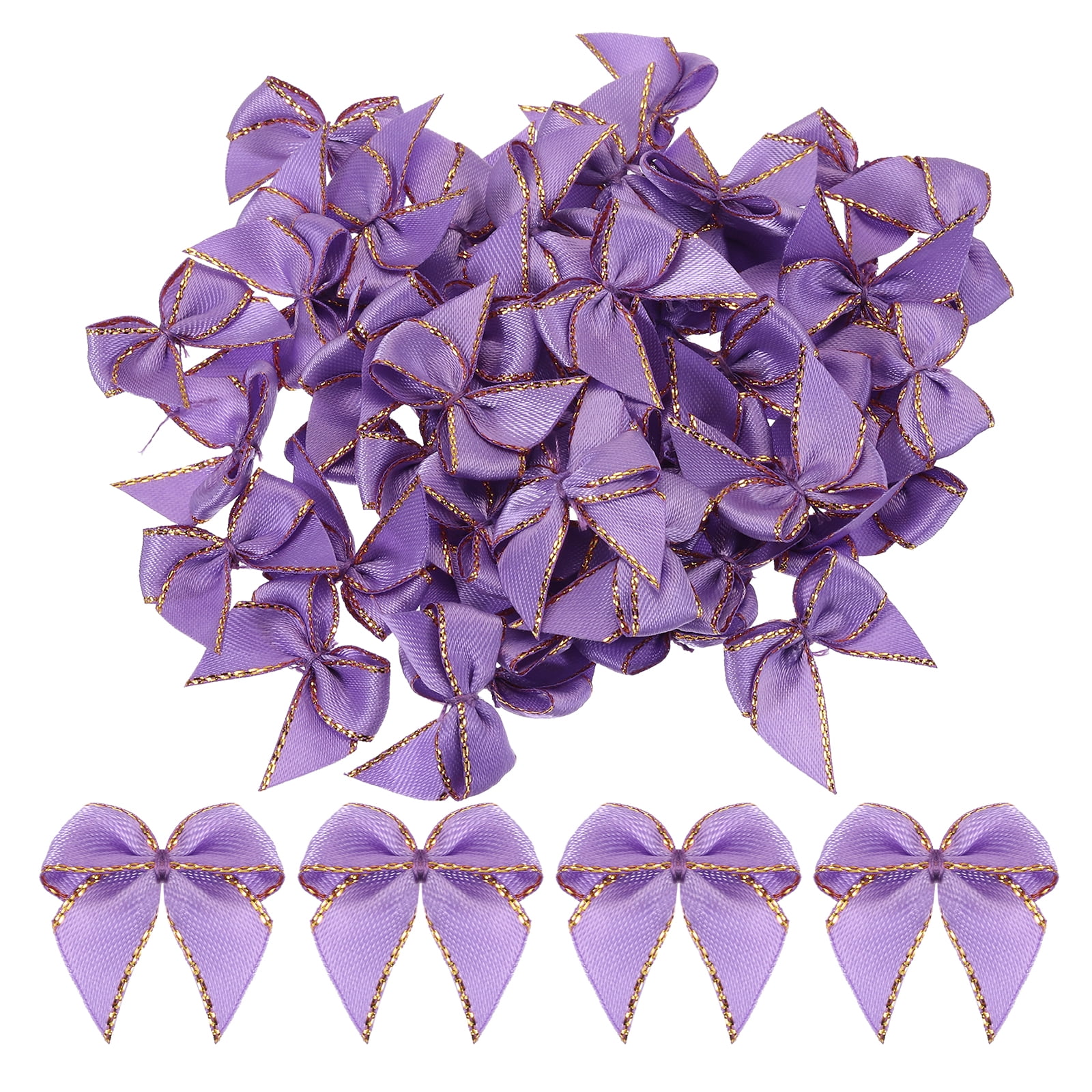50Pcs Mini Metallic Edge Ribbon Bow 1" Satin Ribbon Flower Bows Soft ...