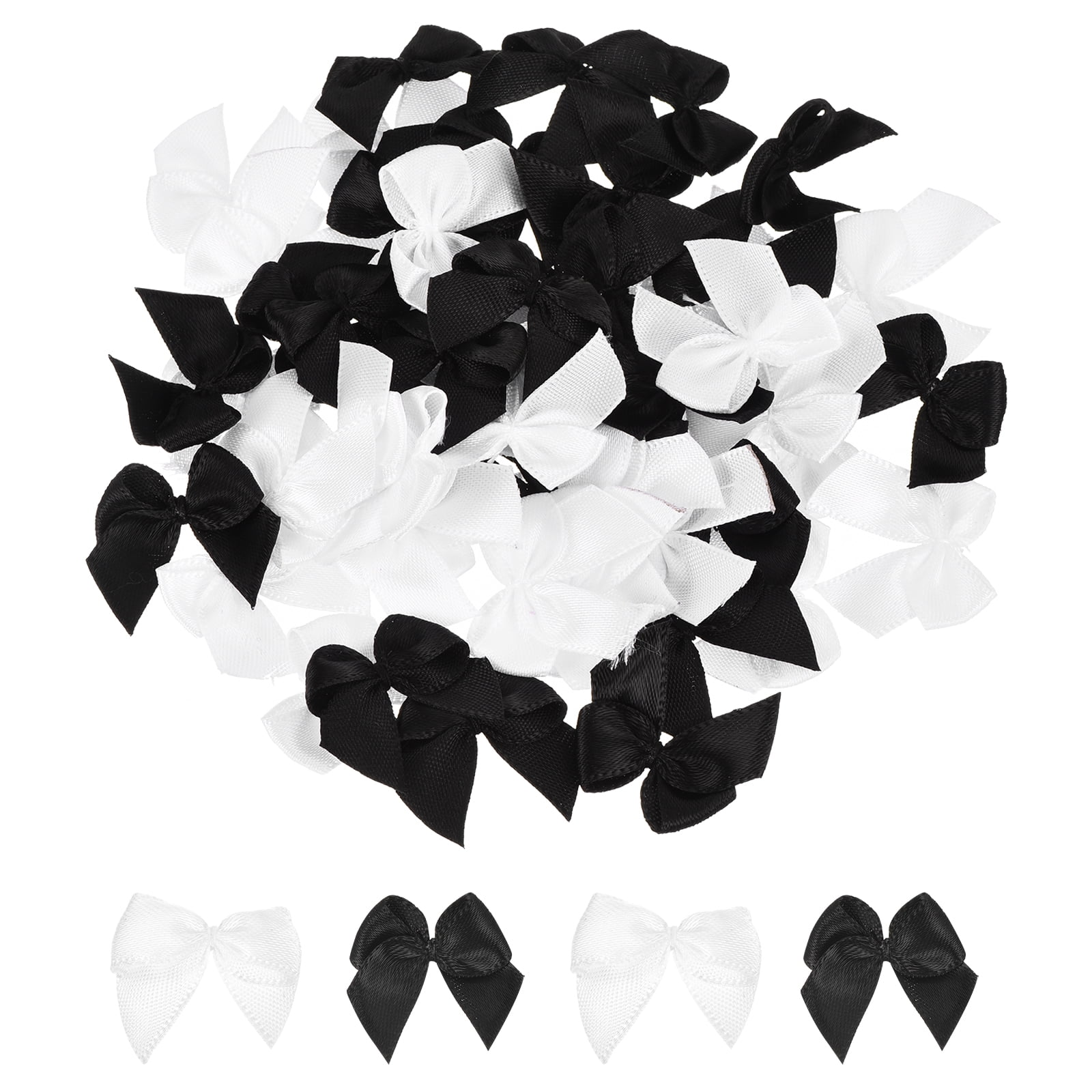 50Pcs Mini Ribbon Bow 1" Mini Fabric Satin Ribbon Flower Bows for Craft ...