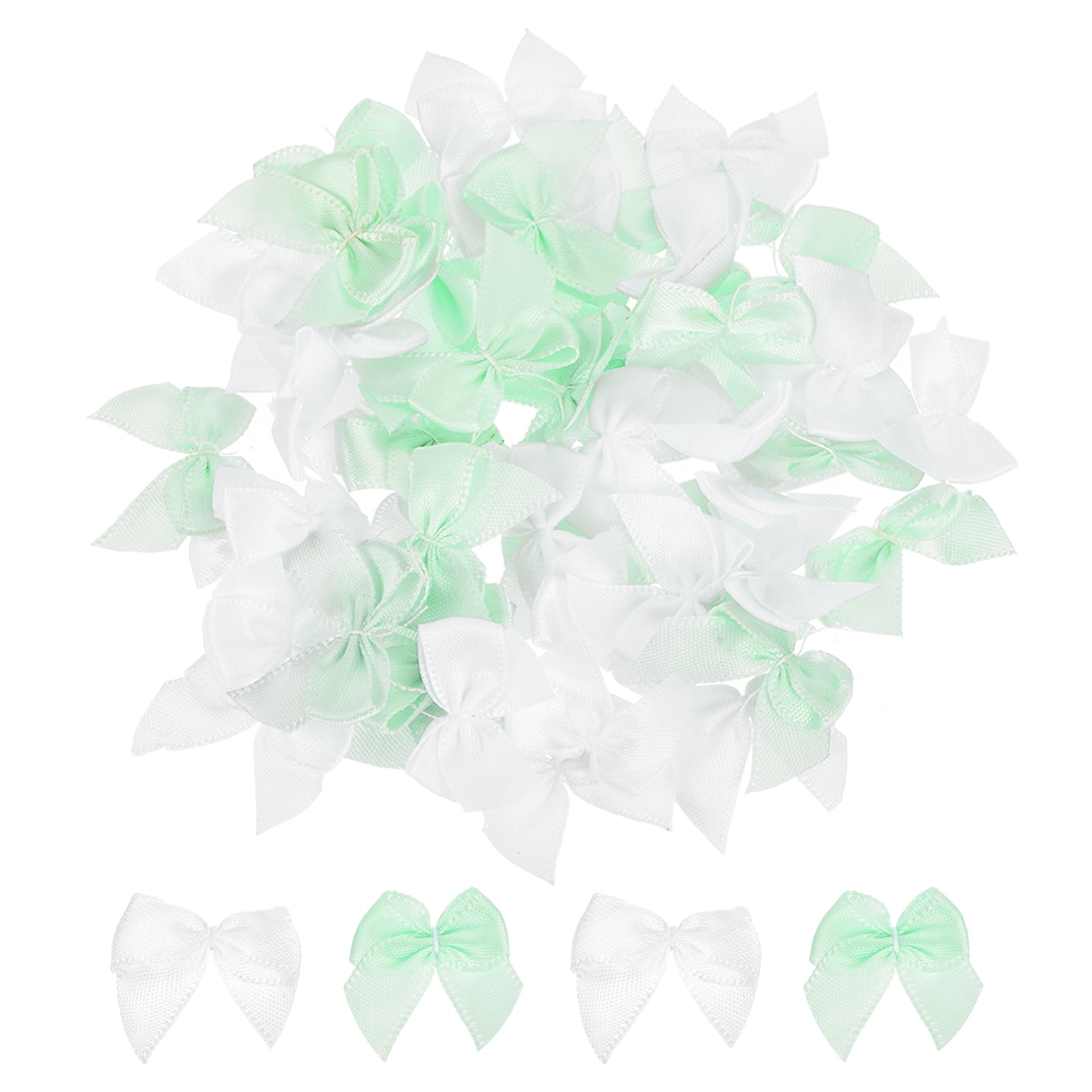 50Pcs Mini Ribbon Bow 1" Mini Fabric Satin Ribbon Flower Bows for Craft ...