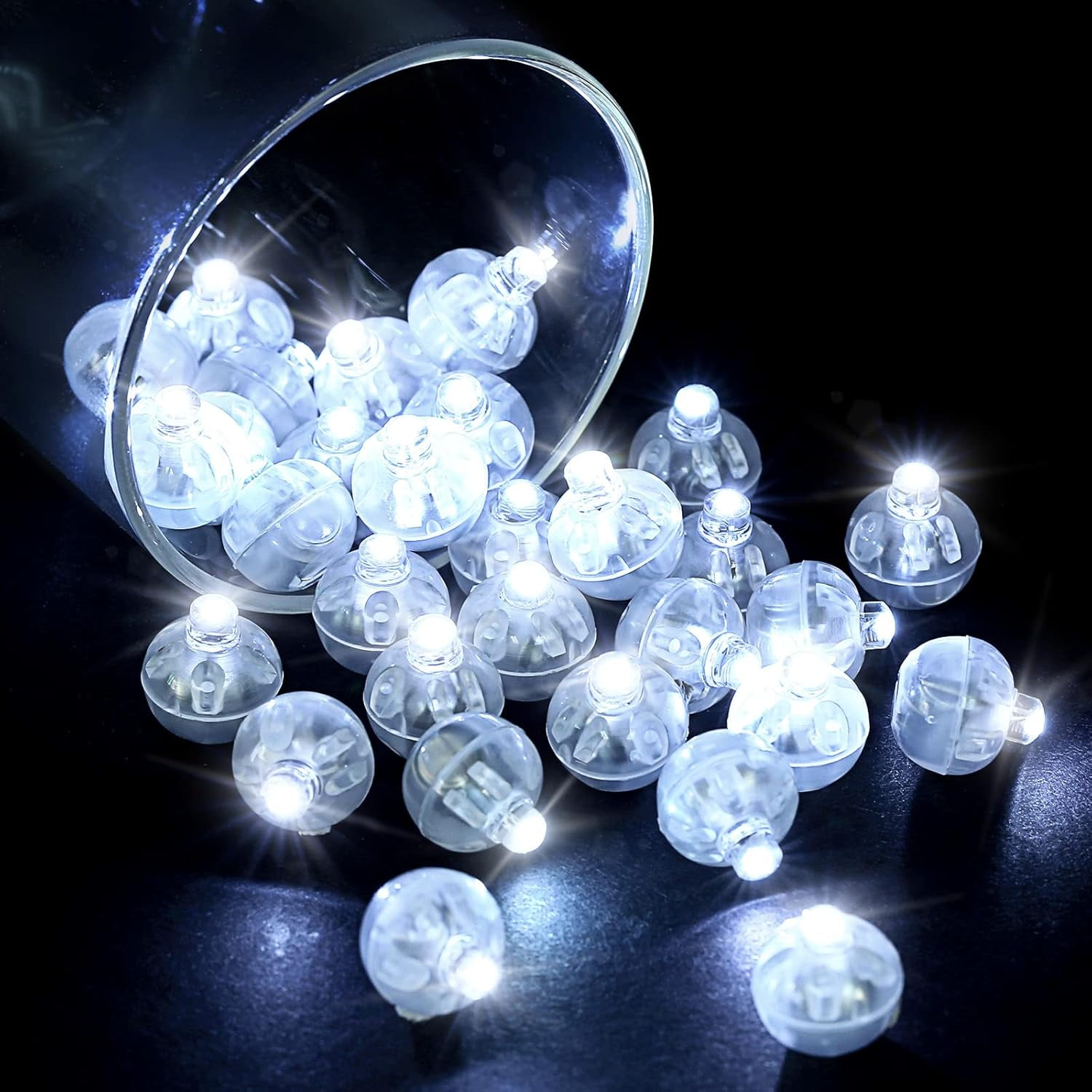 50Pcs Mini Round LED Balloon Lights Battery Mini Ball Lamps Christmas ...