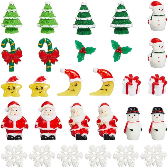 50Pcs Miniature Christmas Figurines Mini Snowman Santa Claus Xmas Tree ...