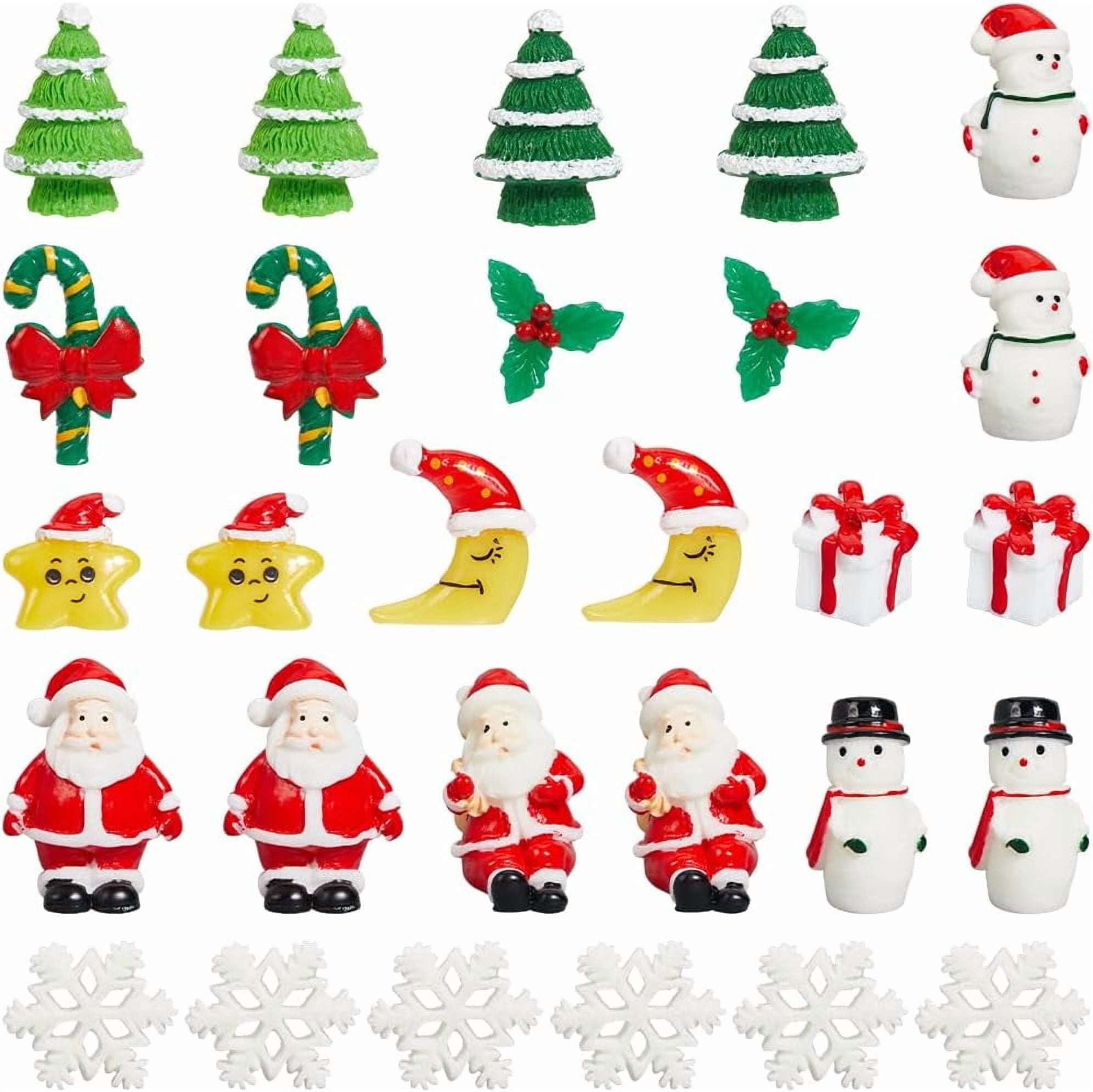 50Pcs Miniature Christmas Figurines Mini Snowman Santa Claus Xmas Tree ...