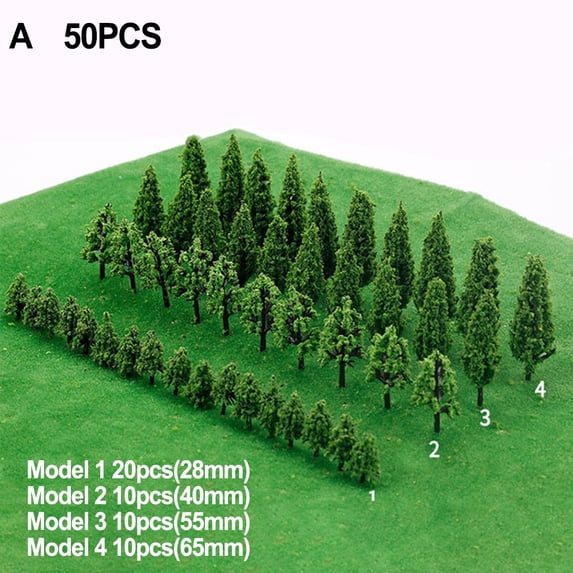 50Pcs Miniature Trees Model Train Scenery Landscape Scale Railroad ...
