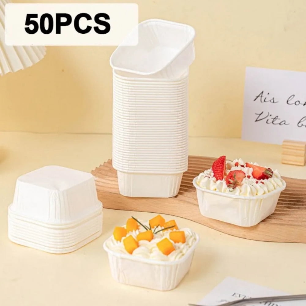 50Pcs Muffin Cupcake Paper Cups Square Cupcake Liner Baking Muffin Box ...