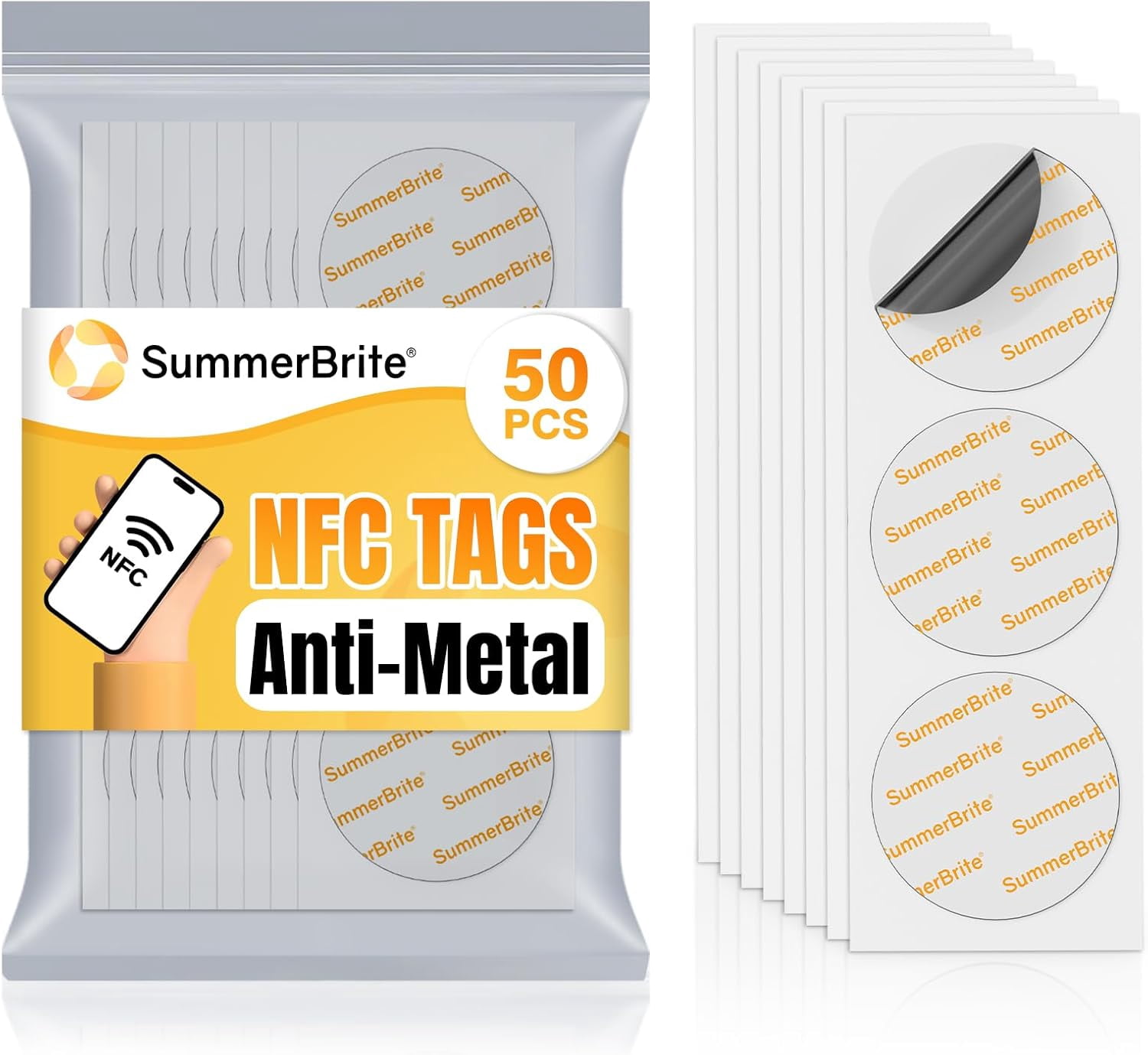 50Pcs NTAG215 NFC Tags Stickers, Anti-Metal Blank NFC Cards for TagMo ...