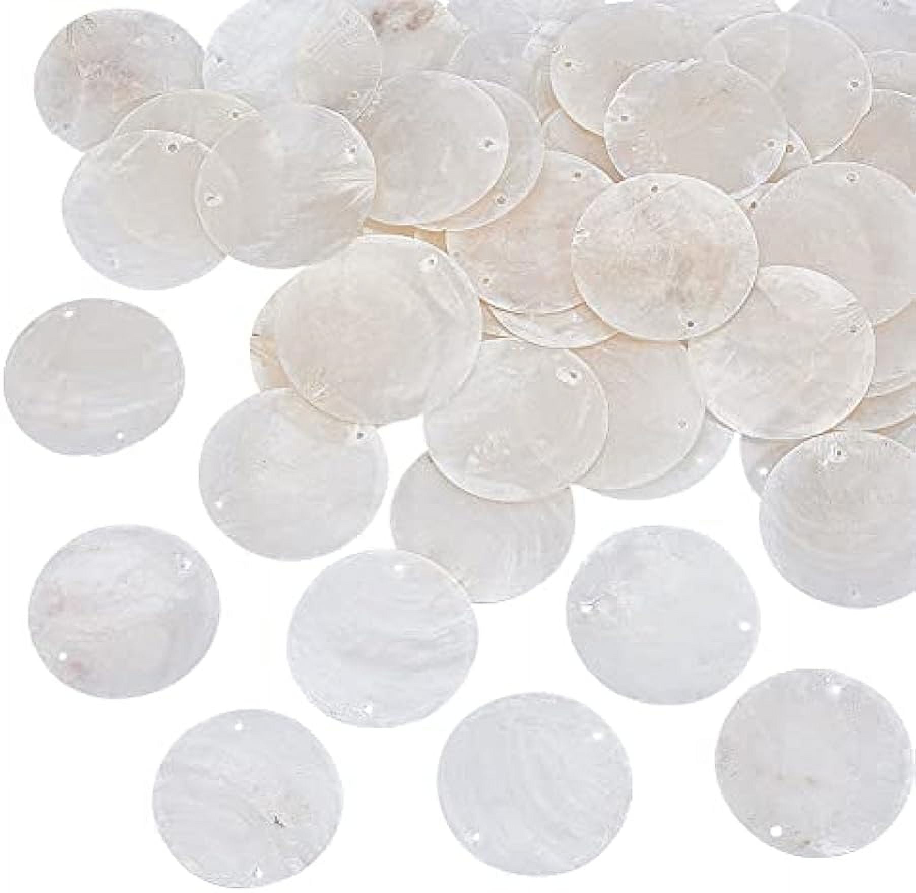 50Pcs Natural Capiz Shell Connector Charms 40mm Flat Round Capiz Shells ...