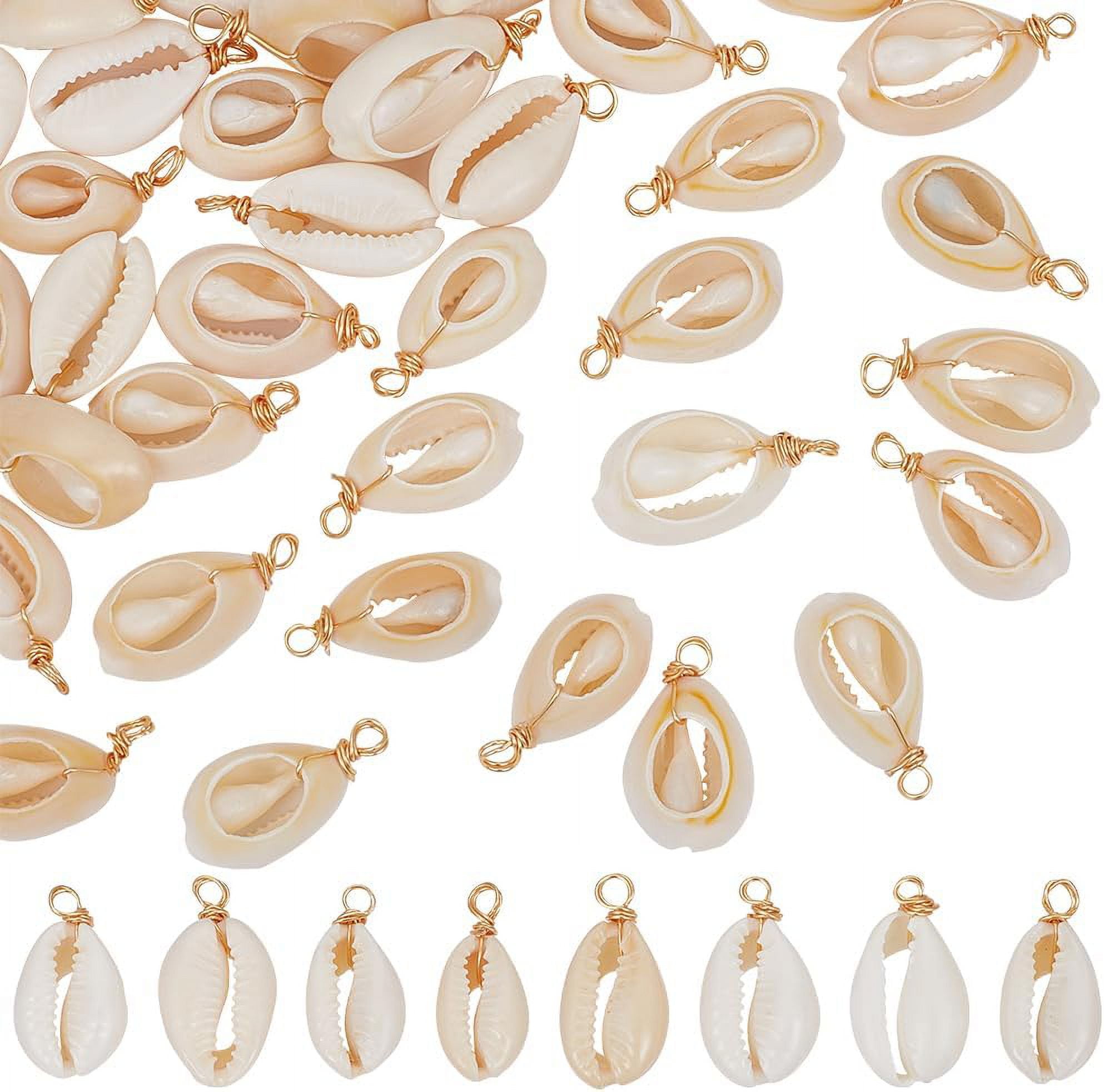 50Pcs Natural Cowrie Shell Pendants with Eco-Friendly Copper Wire Real ...