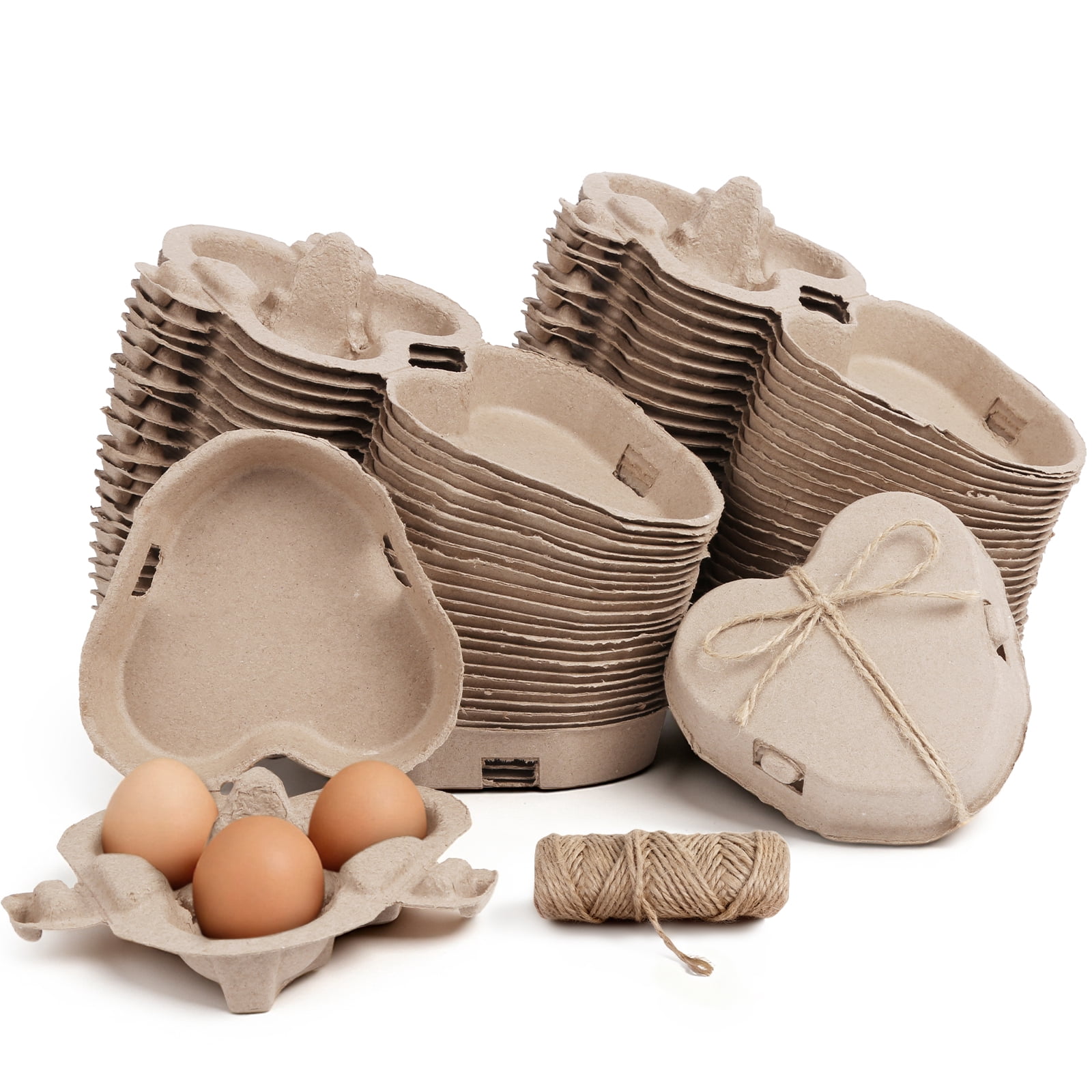 50Pcs Natural Pulp Heart-Shaped Egg Cartons for Farm/Market Storage ...