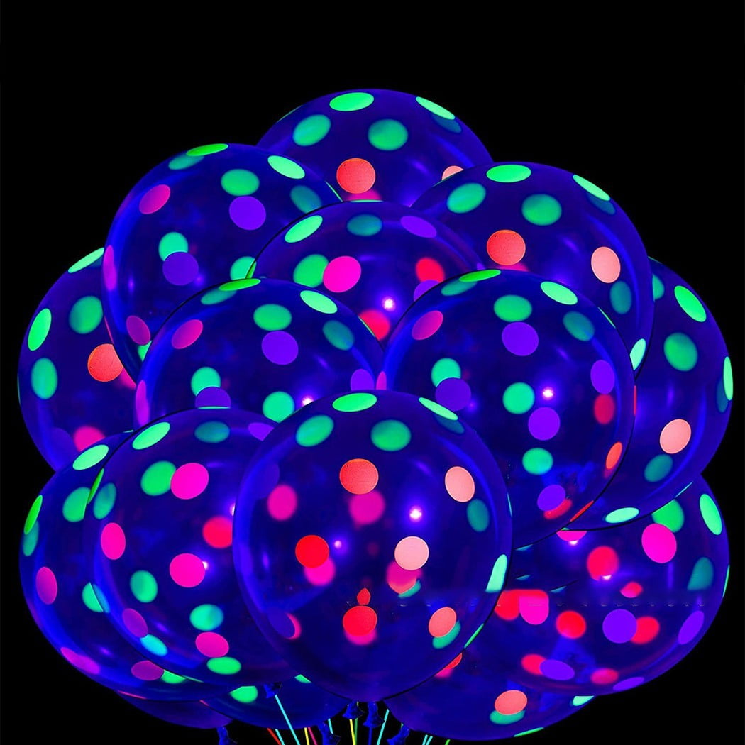 50Pcs Neon Balloons, Neon Stars Glow Party Balloons Black Light ...