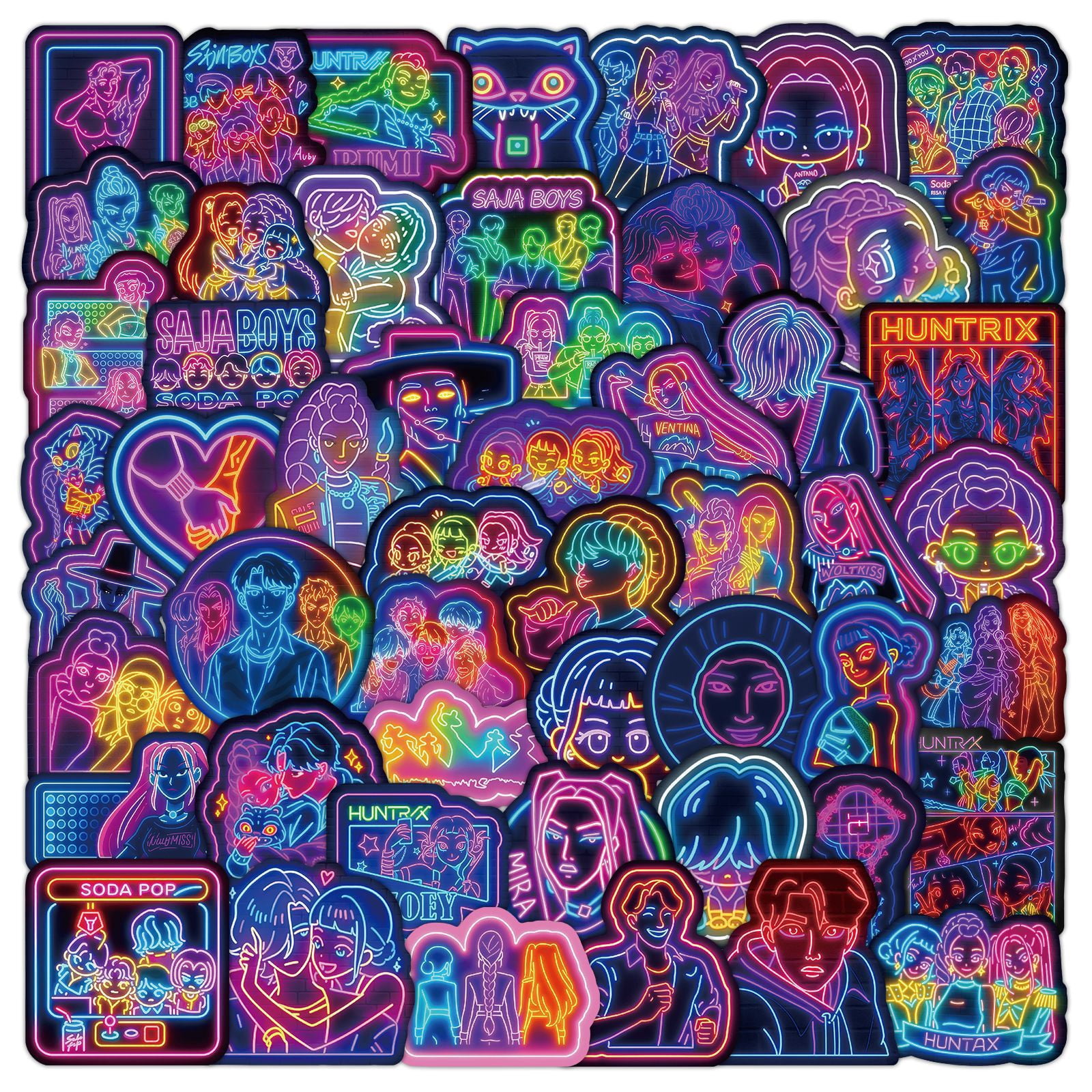 50Pcs New Cartoon Anime KPOP Girl Group Neon Stickers DIY Creative ...