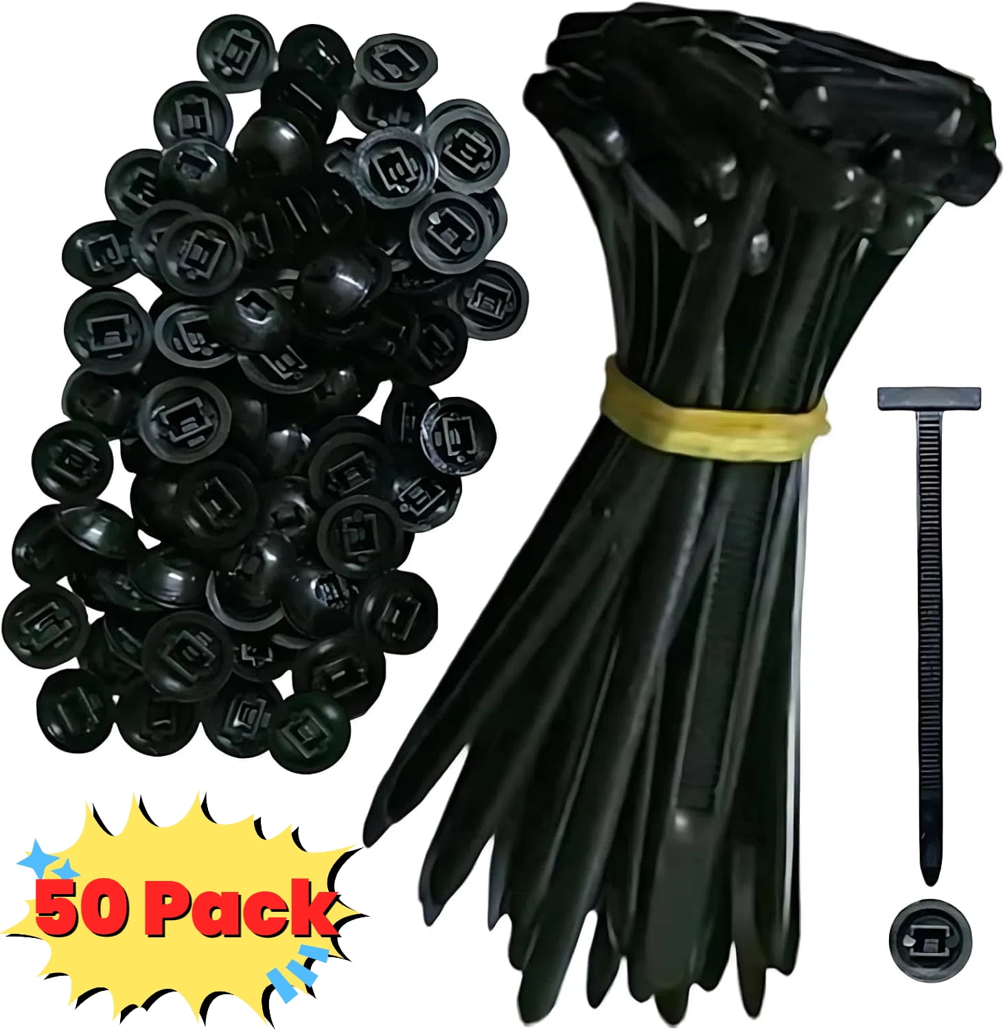 Dasuy 50Pcs Nylon Cable Tie Buckle, Heavy Duty Self-Locking Zip Ties ...