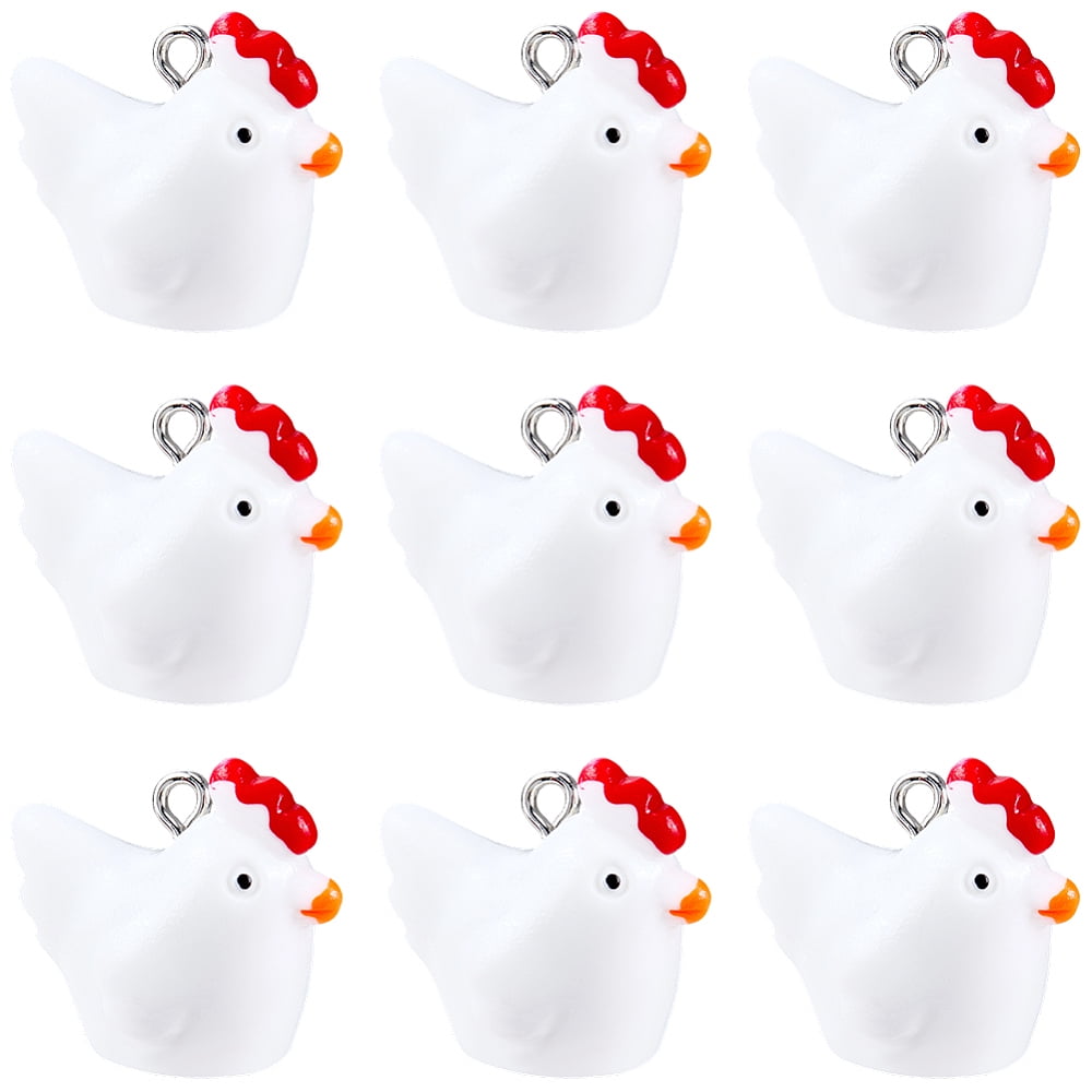50Pcs Opaque Resin Pendants with Platinum Tone Iron Loop 3D Chick White ...