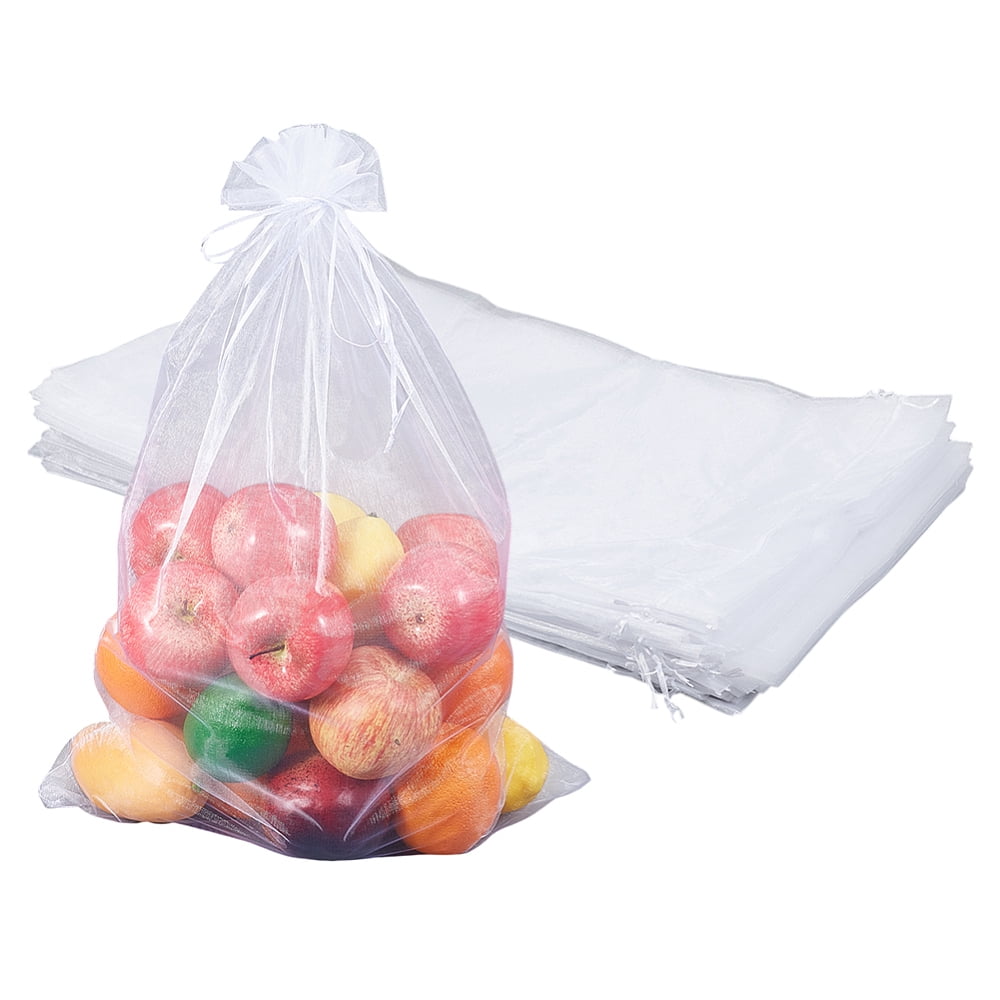 50Pcs Organza Packing Drawstring Bags Rectangle White 40x60x0.1cm ...