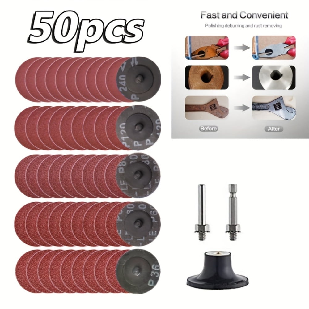 50Pcs P36 2 inch Quick Change Discs Set, A/O Sanding Discs with 1/4 ...