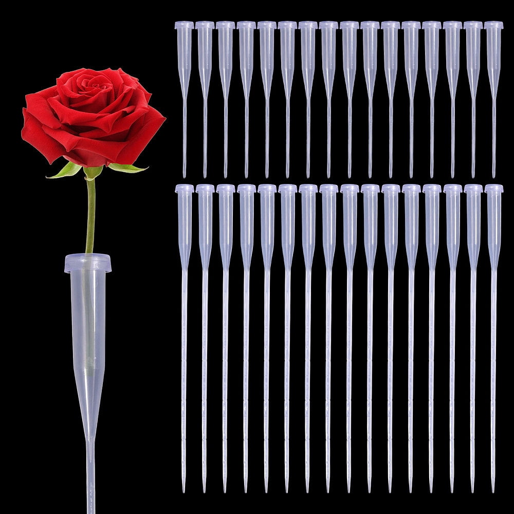 50Pcs PP Plastic Flower Water Tubes with PVC Cap Keep Fresh Rhizome ...