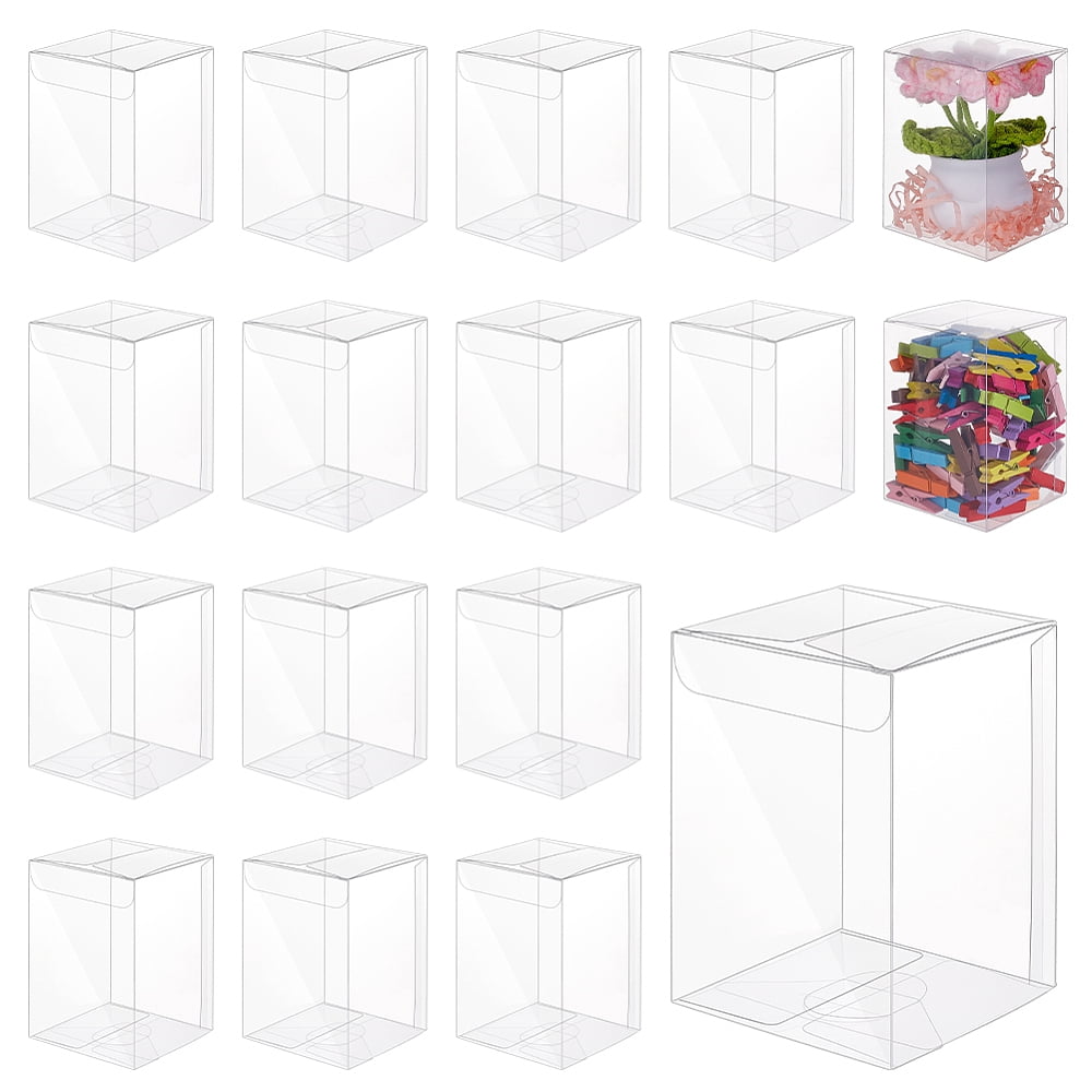 50Pcs PVC Plastic Gift Storage Case Gift Packaging Supplies Rectangle ...