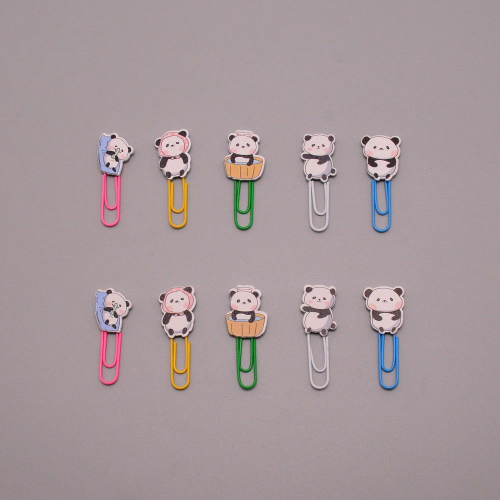 50Pcs Panda Shape Iron Paperclips Bookmarks Mixed Color Cute Clips ...