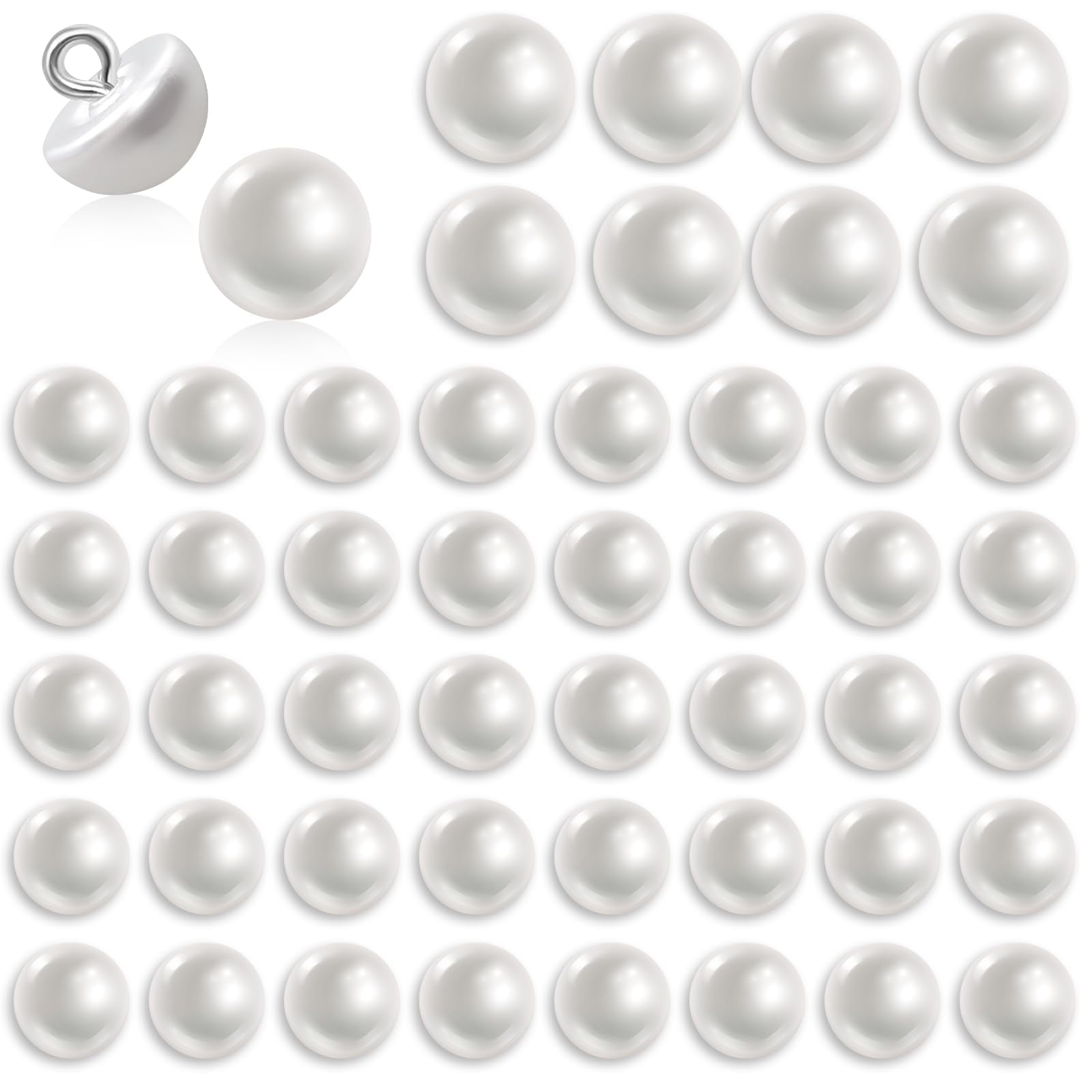 50Pcs Pearl Buttons with Shank Round Pearl Buttons Decorative Buttons ...
