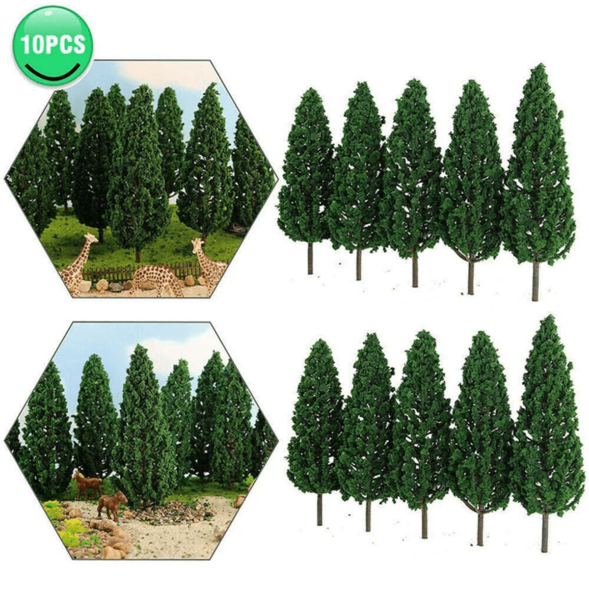 50Pcs Pine 1:25 Model Train Railway Building Green Model Tree for O G ...