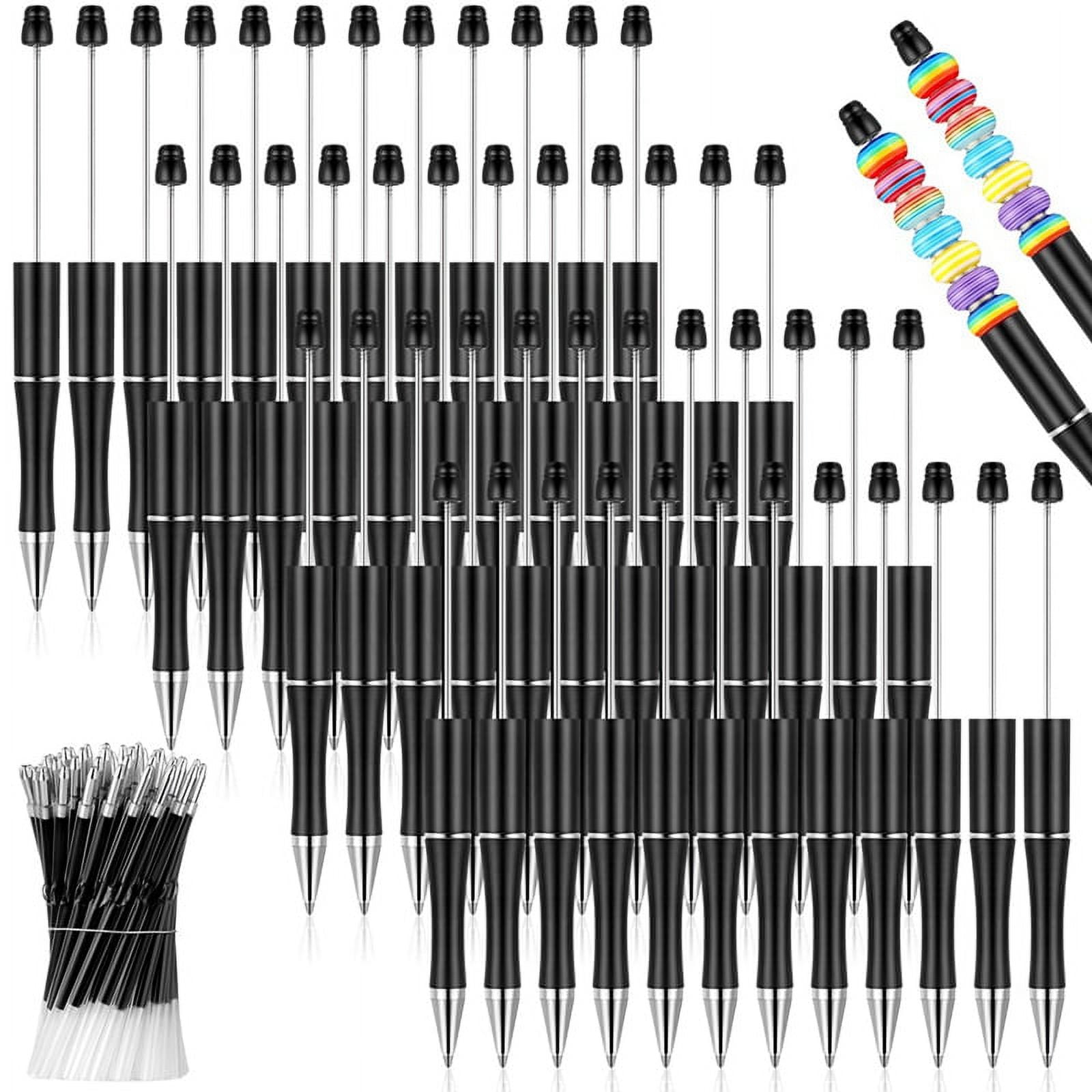 50Pcs Plastic Beadable Pen Bulk Bead Ballpoint Pen Shaft Black Ink ...