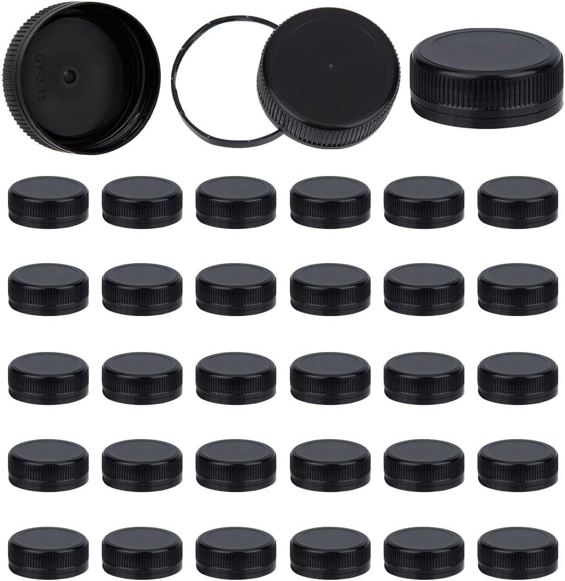 50Pcs Plastic Bottle Caps Black Screw-On Caps 37.5mm Inner Diameter ...
