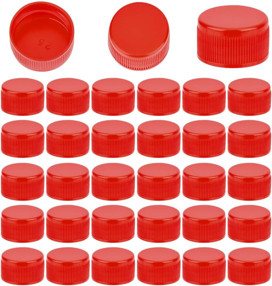 50Pcs Plastic Bottle Caps Red Screw-On Caps 27mm Inner Diameter Bottle ...