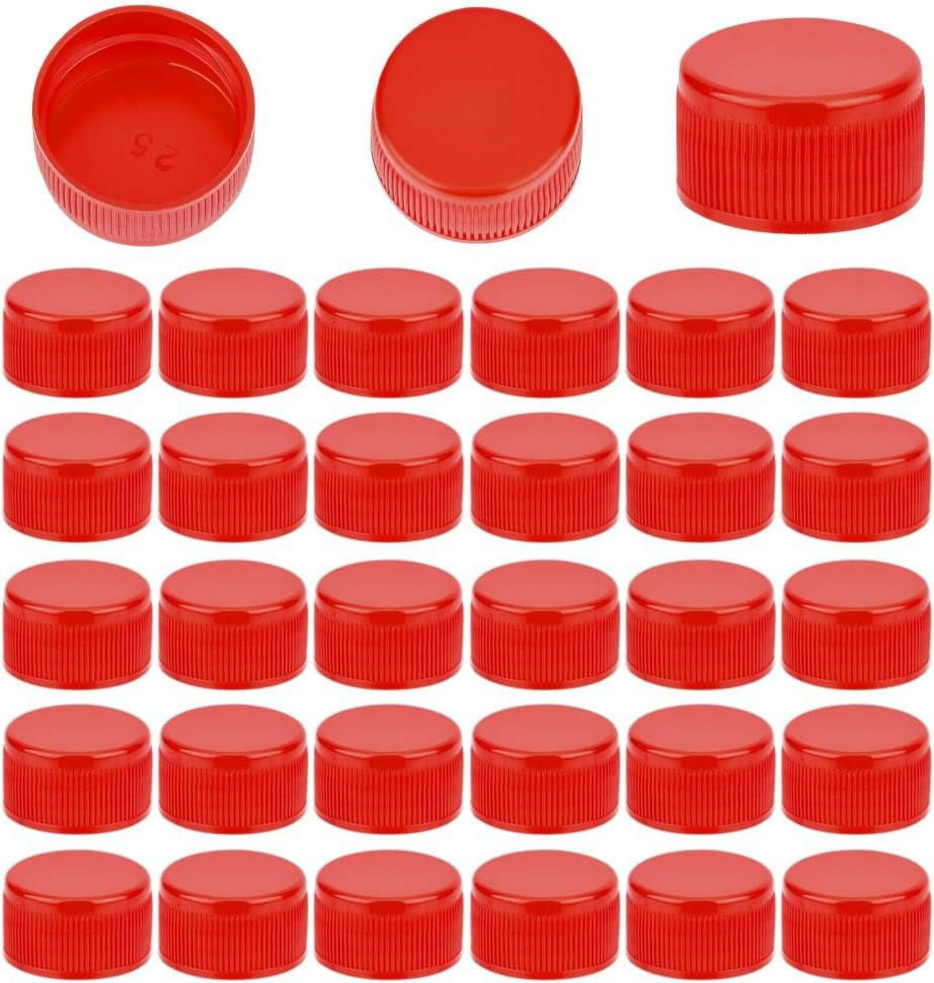 50Pcs Plastic Bottle Caps Red Screw-On Caps 27mm Inner Diameter Bottle ...