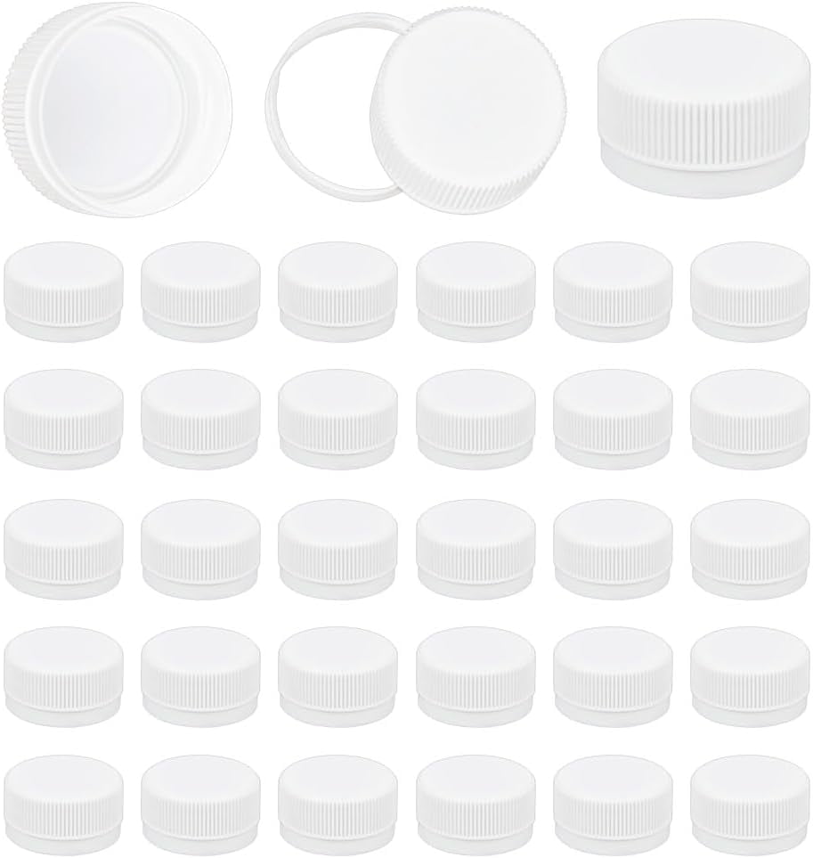50Pcs Plastic Bottle Caps White Screw-On Caps 29.5mm Inner Diameter ...