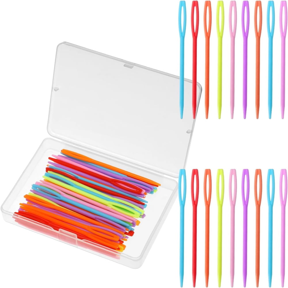 50Pcs Plastic Cross Stitch Needles,Colorful Lacing Needles,Large Eye ...