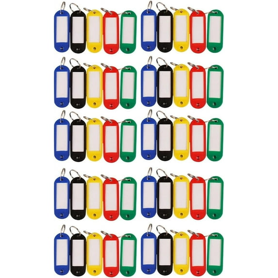 50Pcs Plastic Key Tags, Assorted Color Key Chain Tags Set Key ...