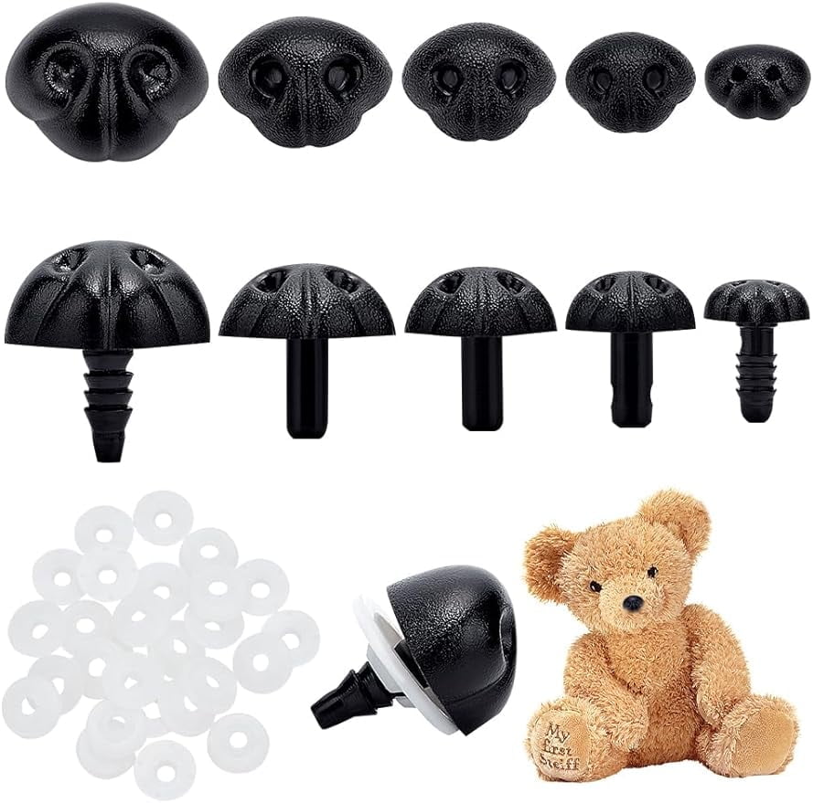 50Pcs Plastic Safety Noses 5 Sizes Black Plastic DIY Dog Nose Craft ...