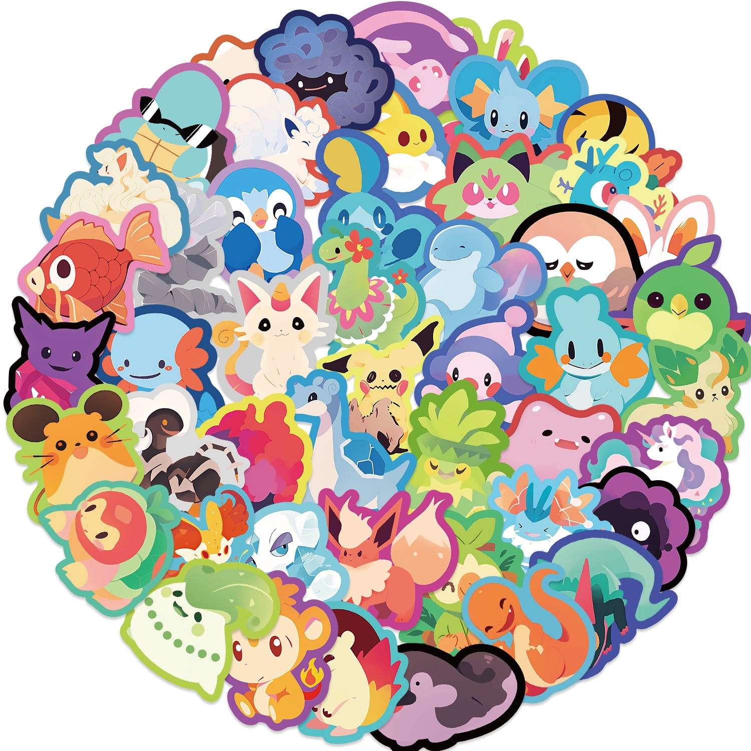 50Pcs Pocket Monster Stickers, Waterproof Vinyl Cartoon Decal for Teen ...