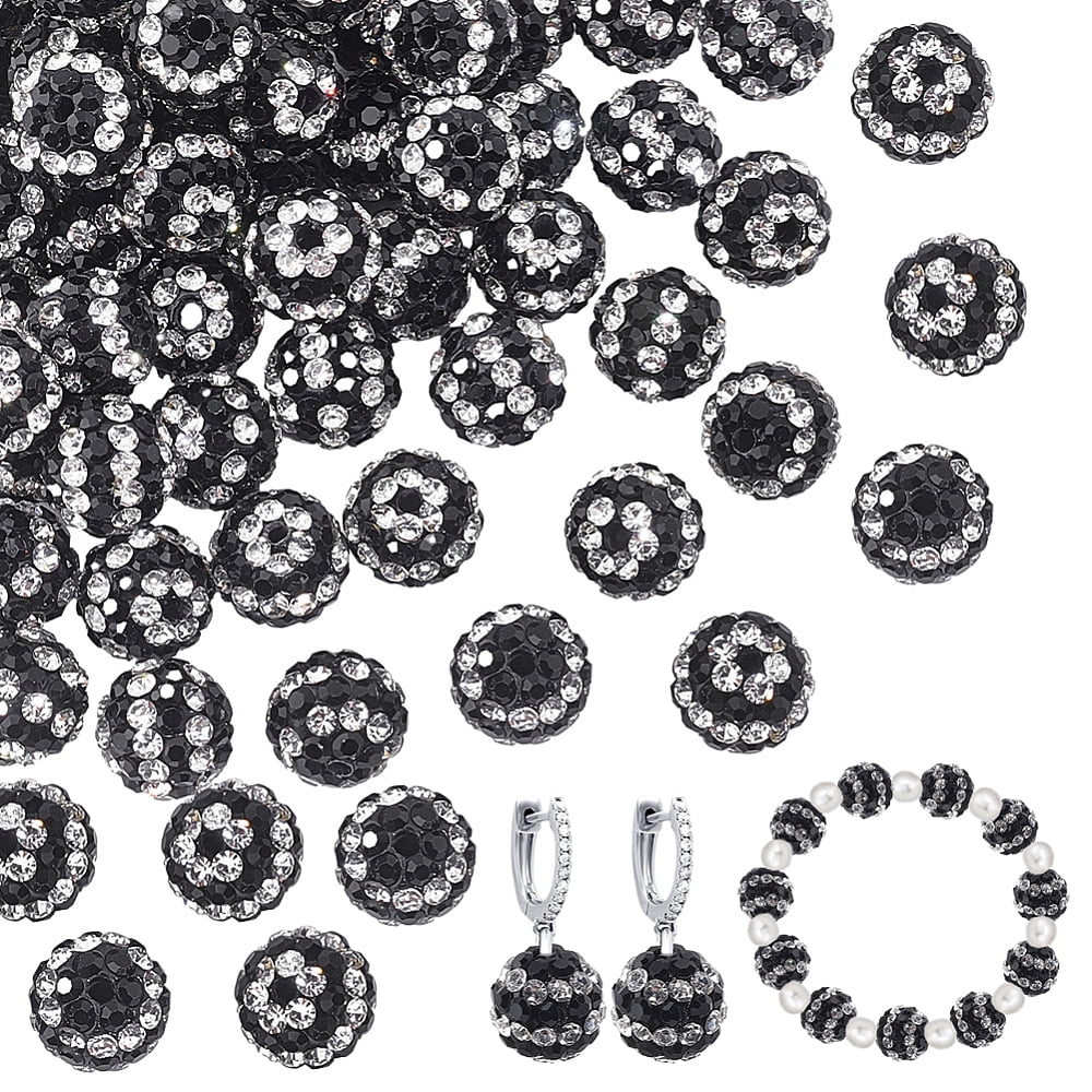 50Pcs Polymer Clay Rhinestone Beads Two Tone Color Pave Disco Ball ...