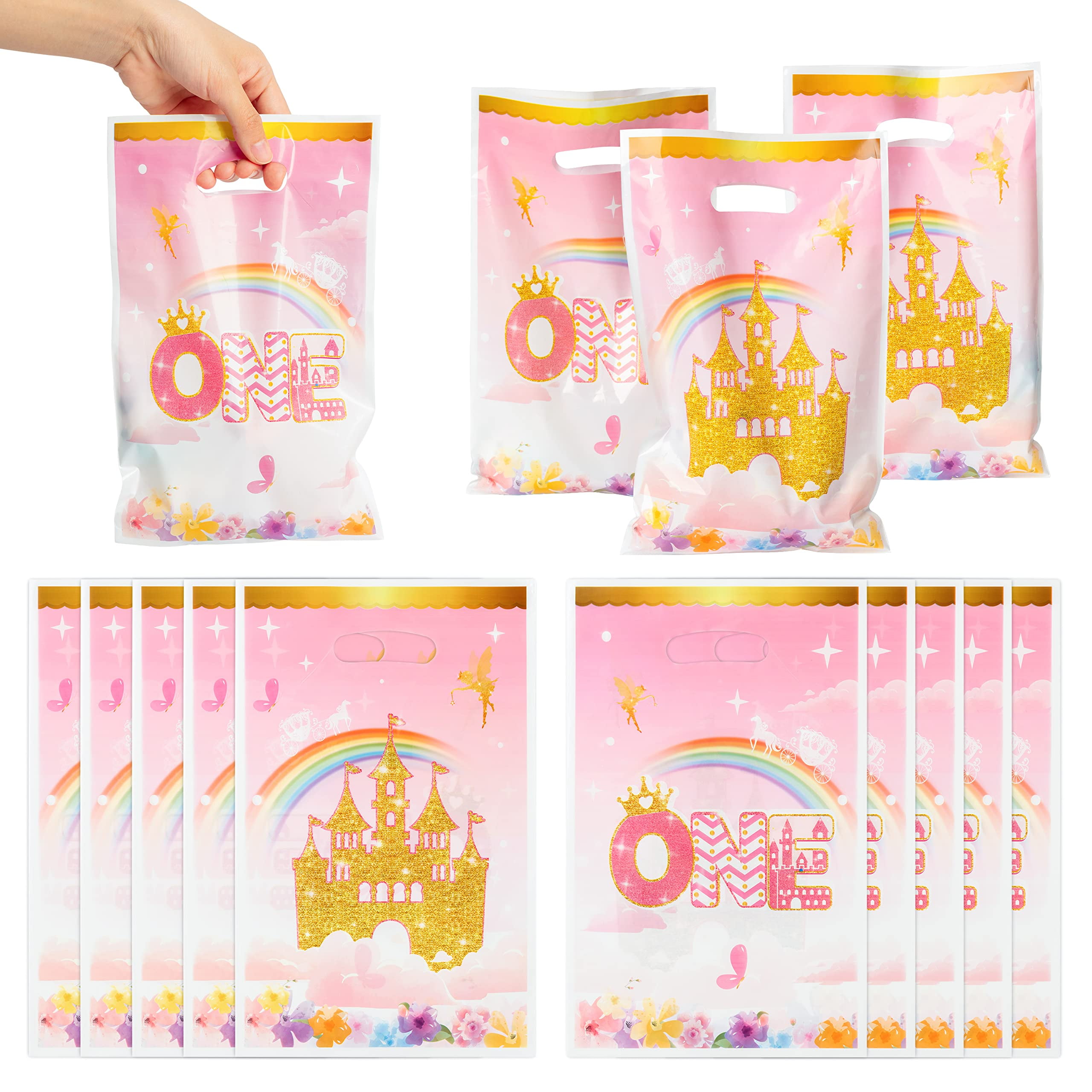 50Pcs Princess Party Favor CM31 Bags, Pink Princess Castle Goody Candy ...