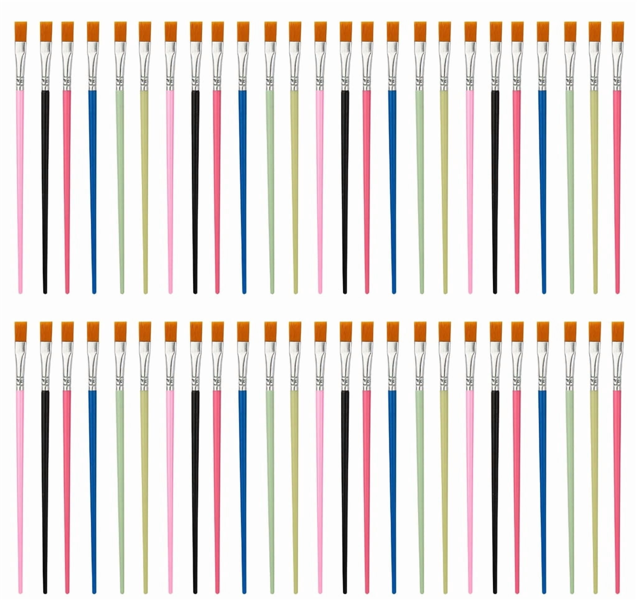 50Pcs Professional Art Brushes Soft Nylon Hairs Fine Tip Round Flat ...