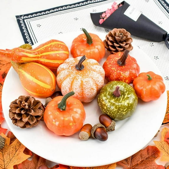 50Pcs Pumpkin Fall Decorations, Decorative Velvet Mini Small Outdoor ...