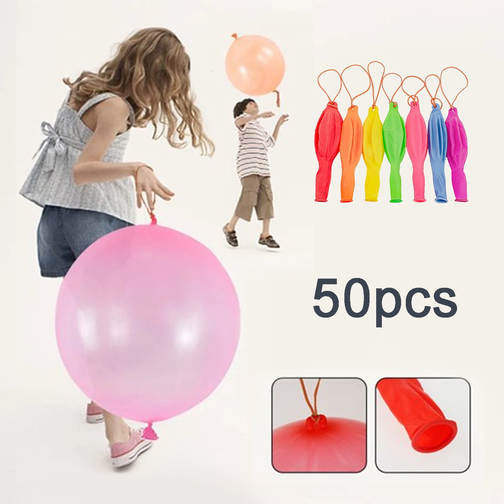 50Pcs Punch Balloon with Rubber Band High Elasticity Large Quantity ...