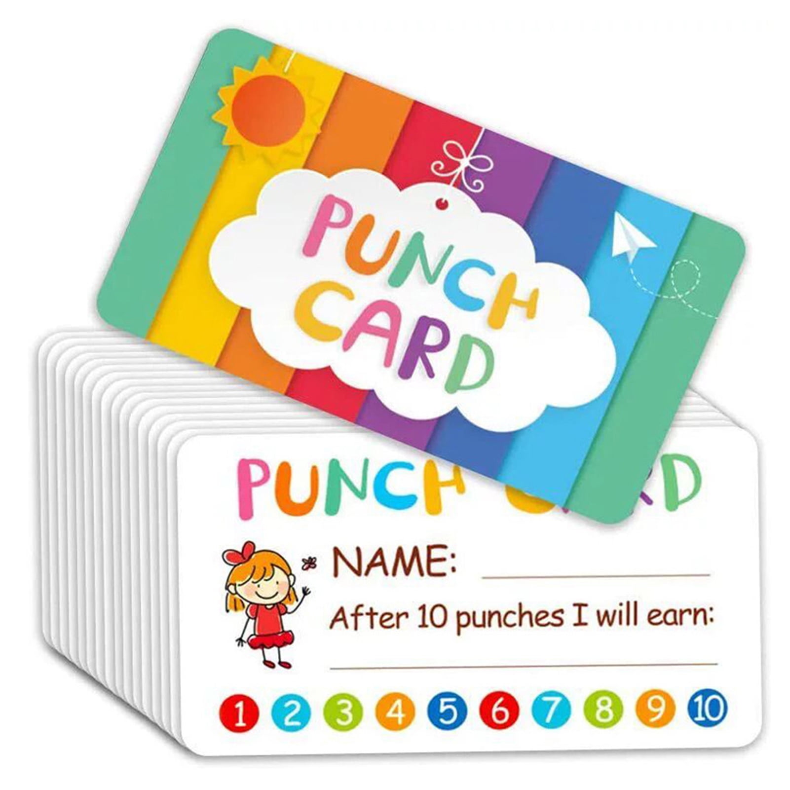 50Pcs Punch Cards Incentive Supportive Decorative Attractive Multi ...