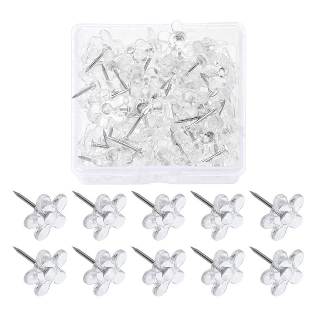 50Pcs Push Pins Cork Notice Board Thumb Tacks Drawing Pins Flower Star ...