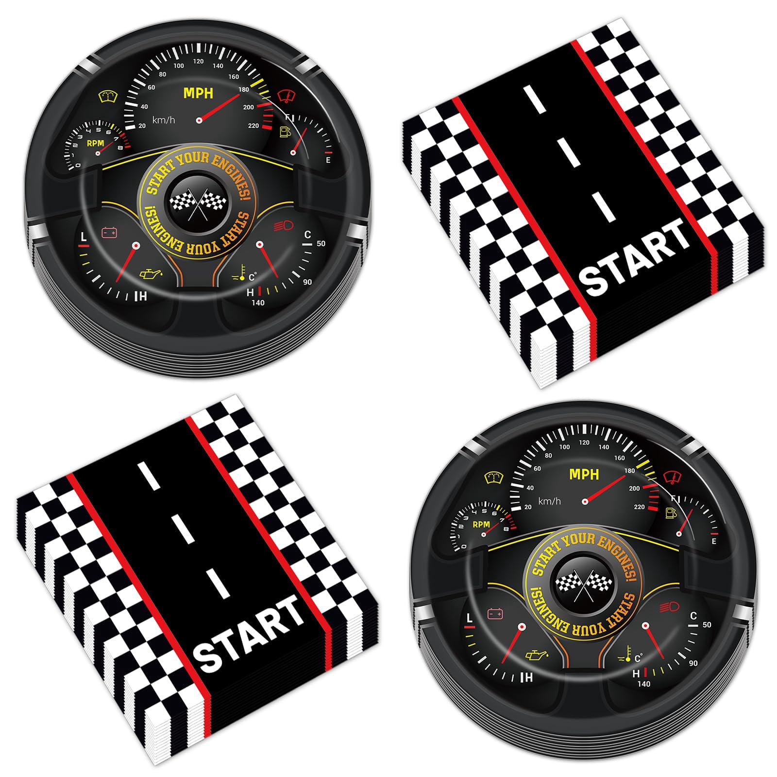 50Pcs Race Party Plates and AFN1Napkins Race Birthday Party Decorations ...