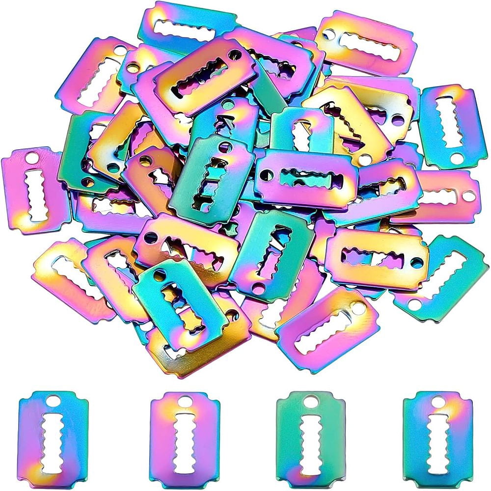 50Pcs Rack Plating Rainbow Color Pendant Charms 304 Stainless Steel ...